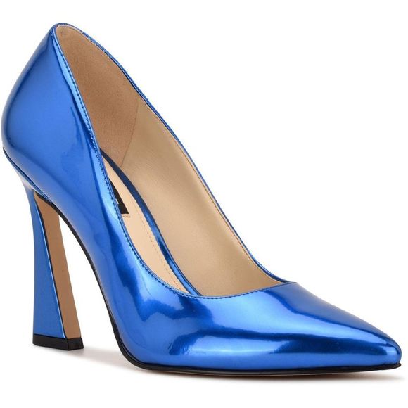 Nine West | Shoes | Nine West Womens Trendz 3 Blue Faux Leather ...